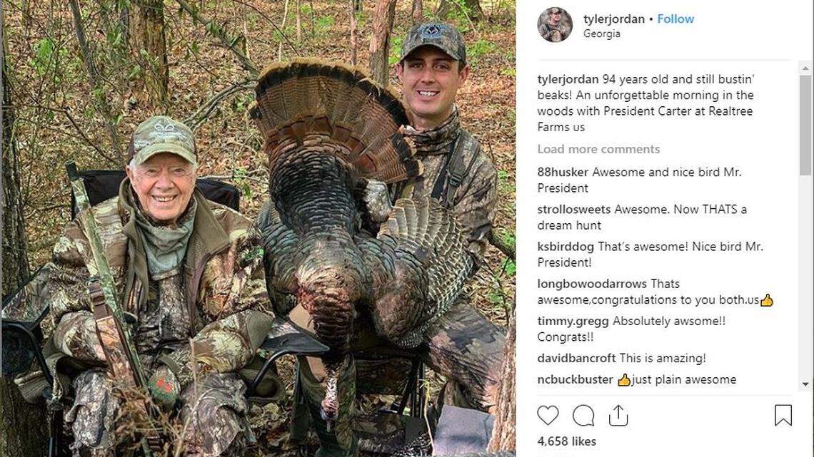 Former President Jimmy Carter shoots turkey at Realtree Farms ...